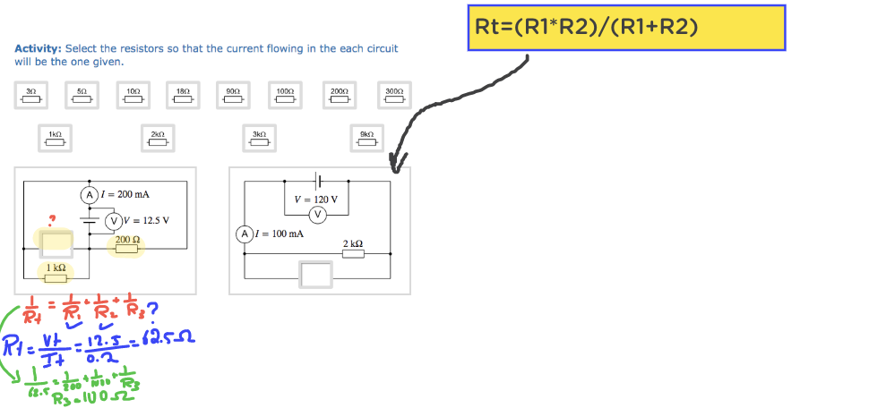Solved Rt=(R1*R2)/(R1+R2) Activity: Select the resistors so | Chegg.com