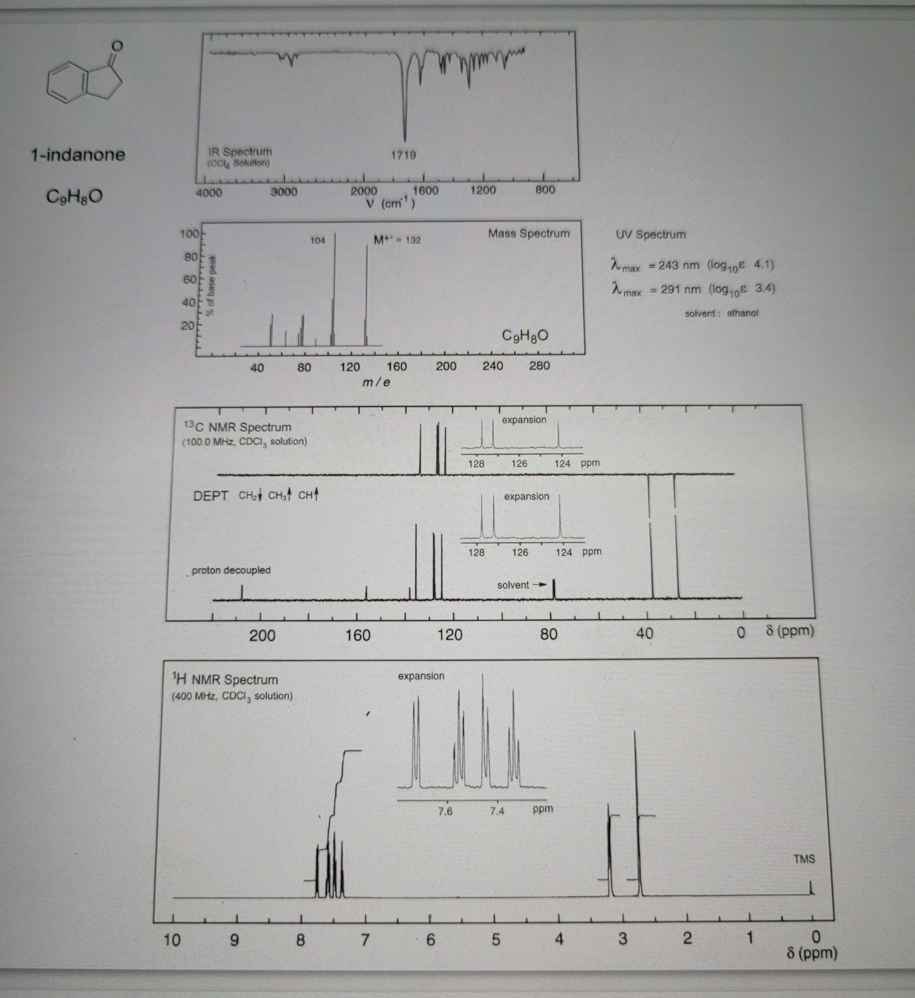 Solved 1-indanone C9H8O | Chegg.com