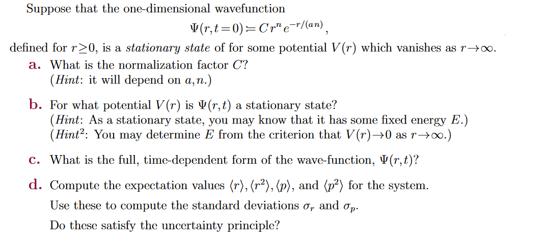 Solved Suppose that the one-dimensional wavefunction | Chegg.com