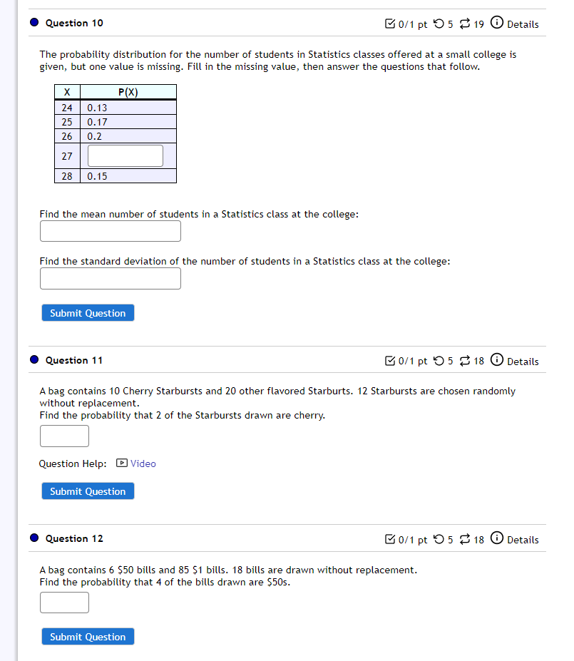 Solved The probability distribution for the number of | Chegg.com