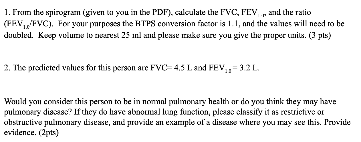 1. From the spirogram (given to you in the PDF), | Chegg.com