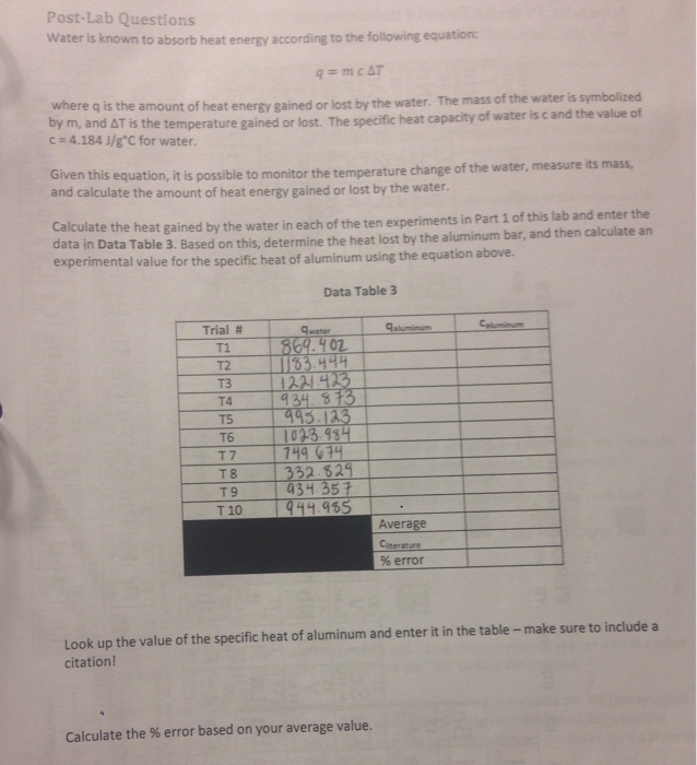 Solved I do not know how to complete data table 3. I have | Chegg.com