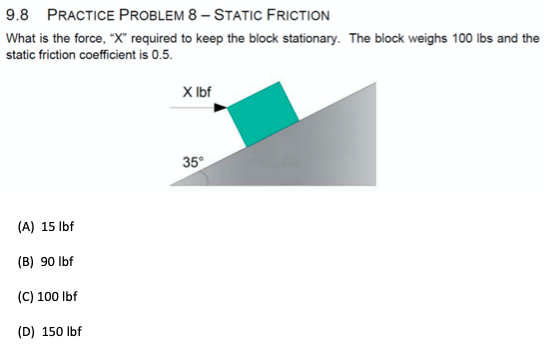 Solved 9.8 PRACTICE PROBLEM 8-STATIC FRICTION What is the | Chegg.com