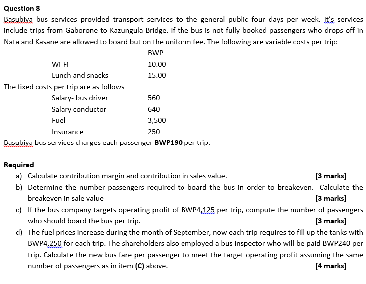 Solved Basubiya bus services provided transport services to | Chegg.com