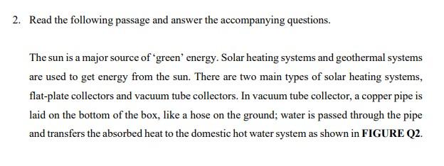 Solved 2. Read the following passage and answer the | Chegg.com