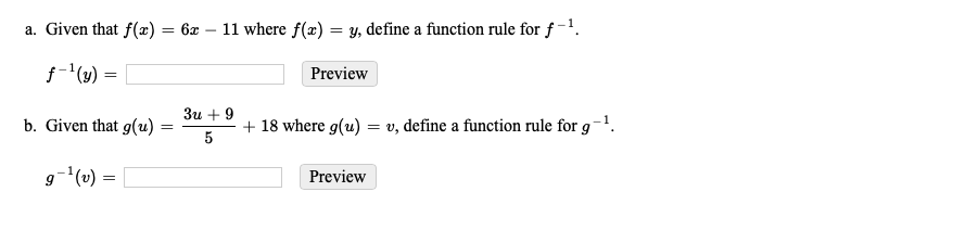 Solved a. Given that f(z) = 6x-11 where f(x) = y, define a | Chegg.com