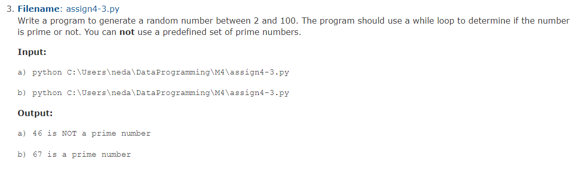 Solved 3 Filename Assign4 3 Py Write A Program To Generate