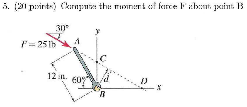 Solved 5. (20 points) Compute the moment of force F about | Chegg.com Solved 5. (20 points) Compute the moment of force F about | Chegg.com