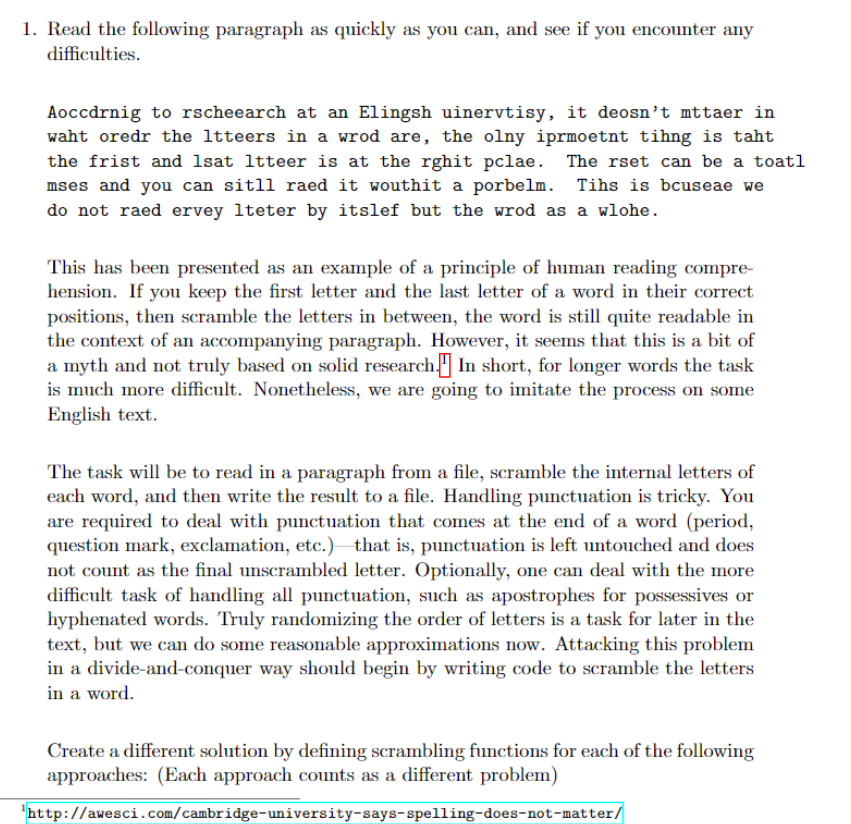 1. Read the following paragraph as quickly as you | Chegg.com