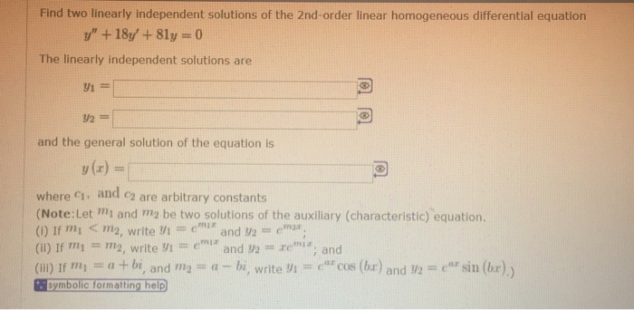 Solved Find two linearly independent solutions of the | Chegg.com