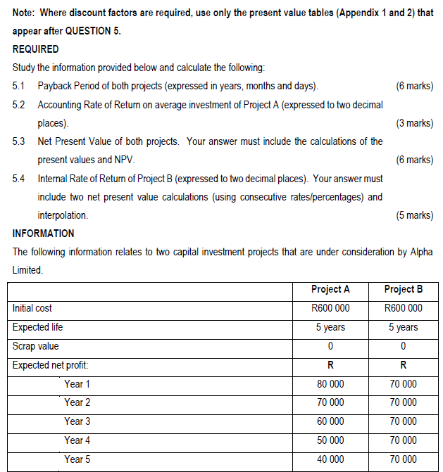 Solved Note: Where discount factors are required, use only | Chegg.com