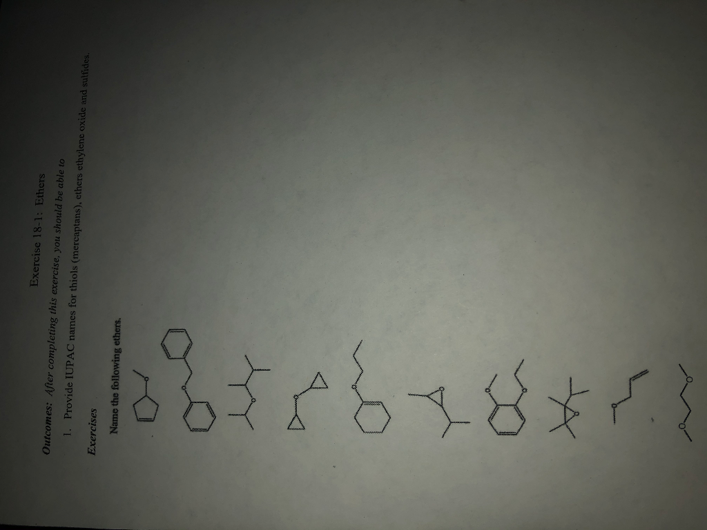 Solved Exercise 18-1: Ethers Outcomes: After completing this | Chegg.com