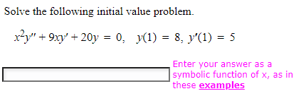 Solved Solve the following initial value problem. x2y" + | Chegg.com