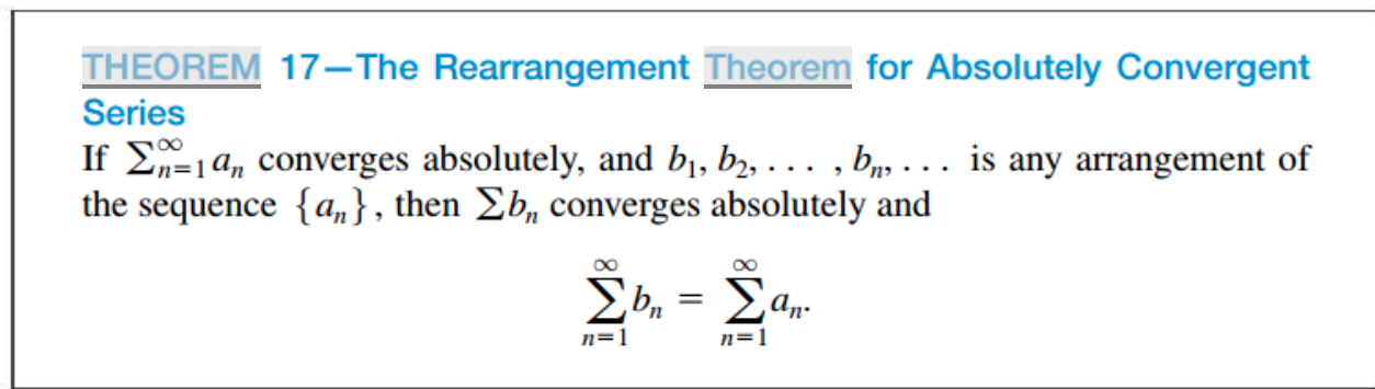 Solved THEOREM 17-The Rearrangement Theorem for Absolutely | Chegg.com