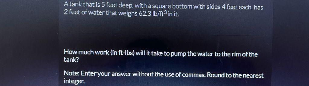 Solved A tank that is 5 feet deep, with a square bottom with | Chegg.com