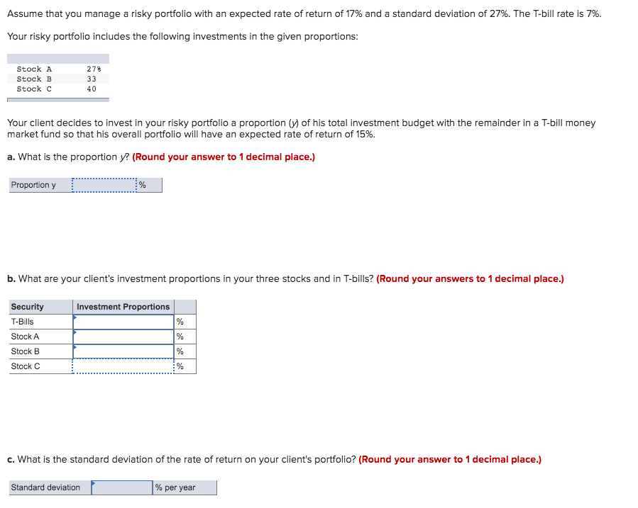 Solved Assume that you manage a risky portfolio with an | Chegg.com