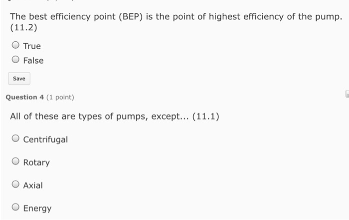 Solved The best efficiency point (BEP) is the point of | Chegg.com