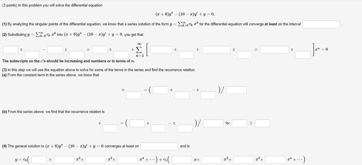 Solved (3 points) In this problem you will solve the | Chegg.com