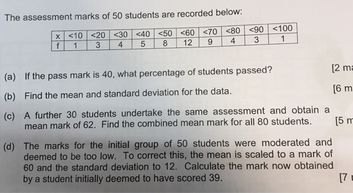 Solved The assessment marks of 50 students are recorded | Chegg.com