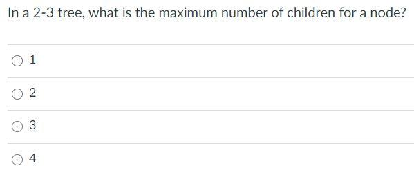 Solved In a 2-3 tree, what is the maximum number of children | Chegg.com
