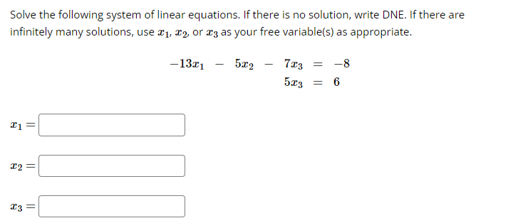 Solved Solve the following system of linear equations. If | Chegg.com