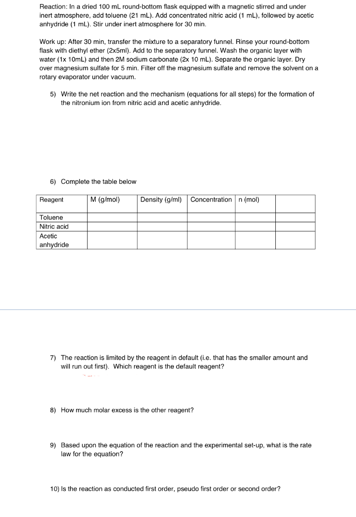 Solved Reaction: In a dried 100 mL round-bottom flask | Chegg.com