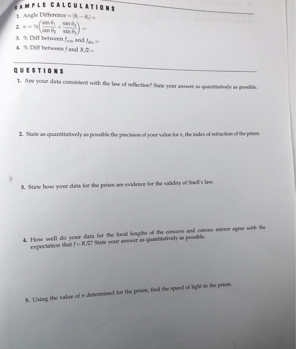 Solved LABORATORY REPORT Calculations Table Data Table Ray | Chegg.com