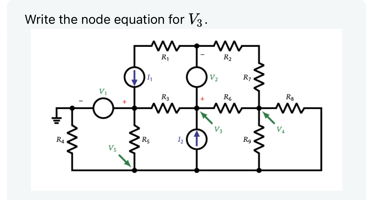 Solved Write the node equation for V3. | Chegg.com