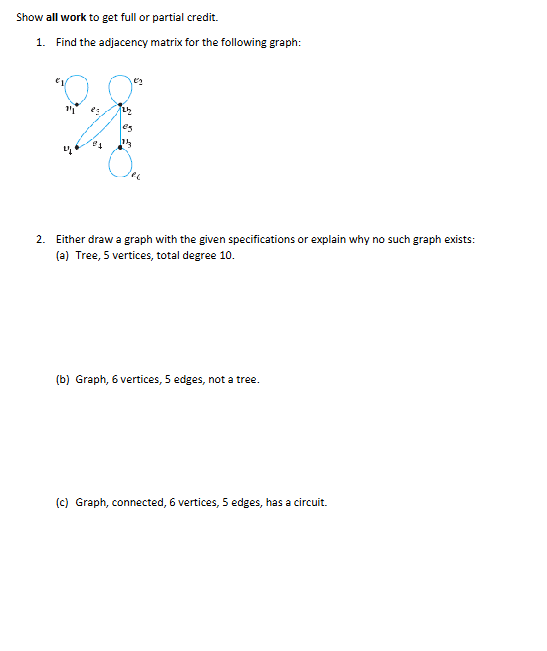 Solved Show all work to get full or partial credit.1. ﻿Find | Chegg.com