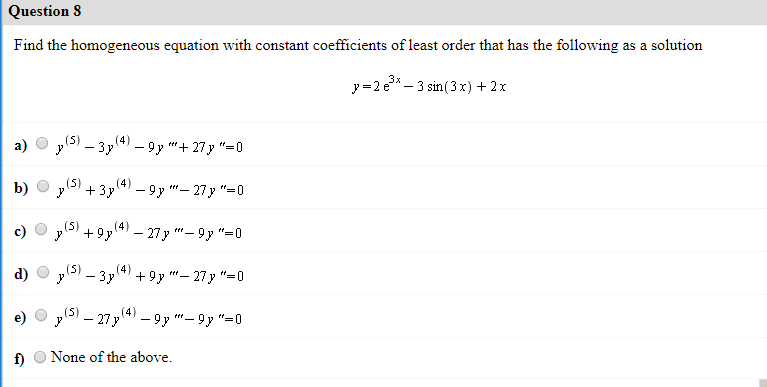 Solved Question 8 Find the homogeneous equation with | Chegg.com