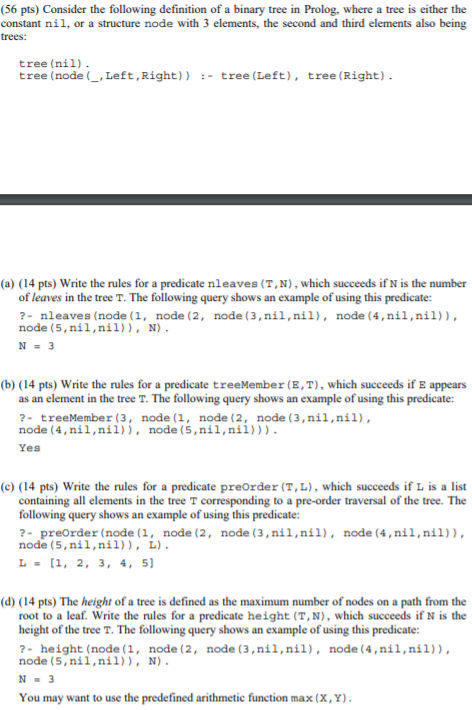 (56 pts) Consider the following definition of a | Chegg.com