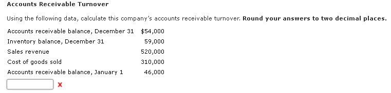 Solved Accounts Receivable Turnover Using the following | Chegg.com