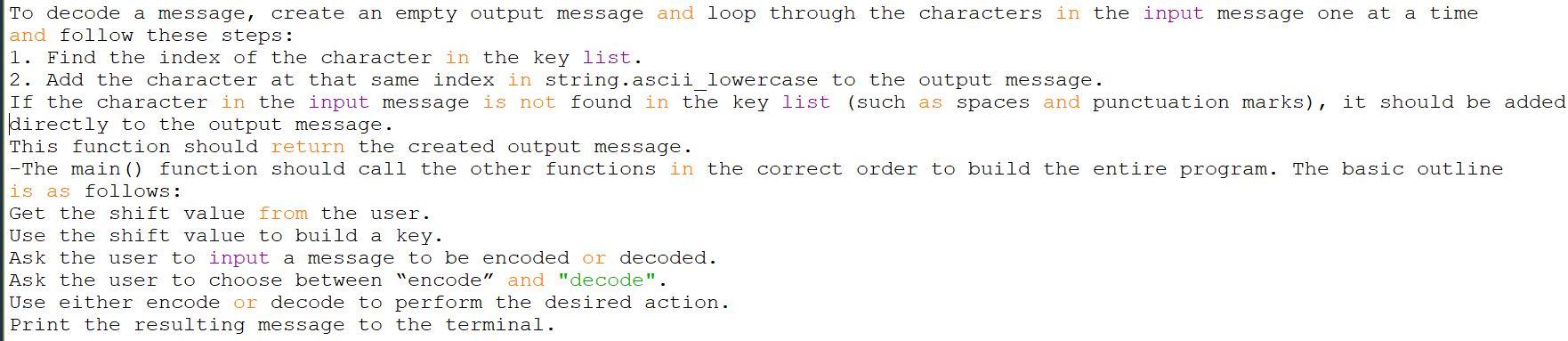 Solved To decode a message, create an empty output message | Chegg.com