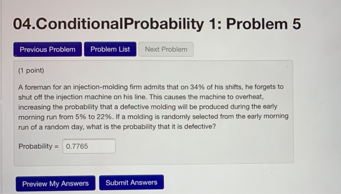 Solved 04.ConditionalProbability 1: Problem 5 Previous | Chegg.com
