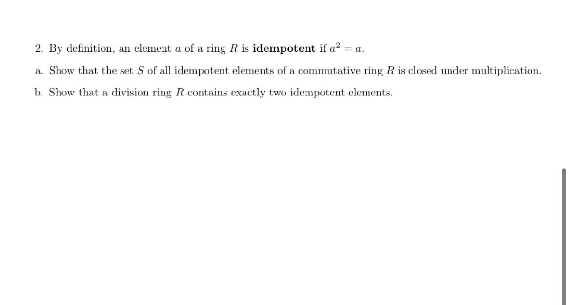 Solved 2. By definition, an element a of a ring R is | Chegg.com