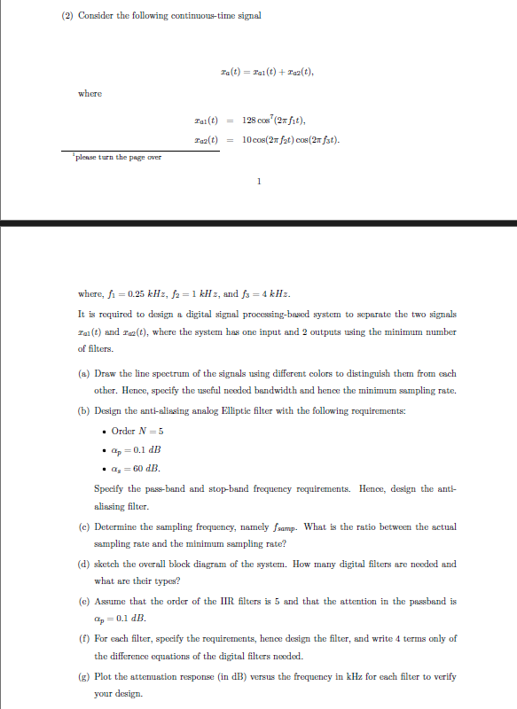 (2) ﻿Consider the following continuous-time | Chegg.com