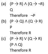 Solved (a) (P→R)∧(Q→¬R) Q. Therefore ¬P (b) (P→Q)∧(Q→R) P | Chegg.com