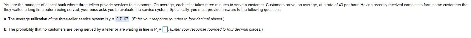 Solved c. The average number o customers waiting in line is | Chegg.com