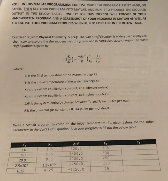 Solved Note In This Matlab Programming Exercise Write The