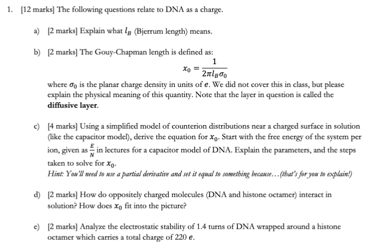 Solved 2 marks] The following questions relate to DNA as a | Chegg.com