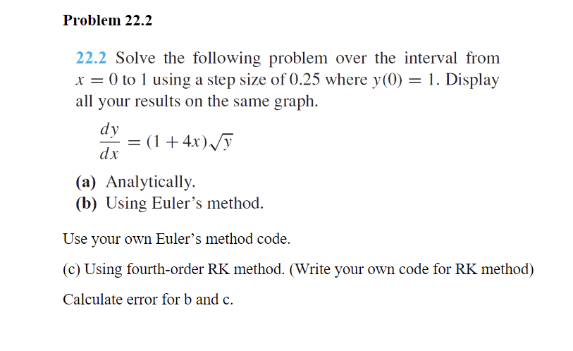 22.2 Solve the following problem over the interval | Chegg.com