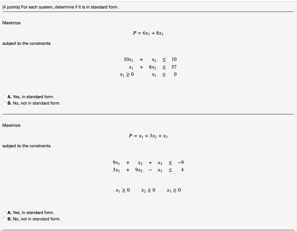 Solved (4 points) For each system, determine if it is in | Chegg.com