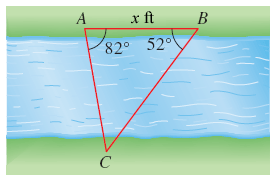 Solved To find the distance across a river, a surveyor | Chegg.com