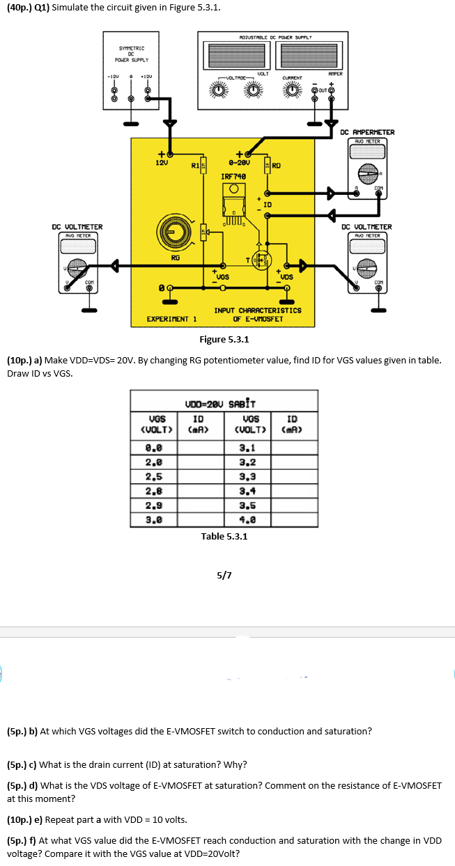 Solved (40p.) Q1) Simulate the circuit given in Figure | Chegg.com