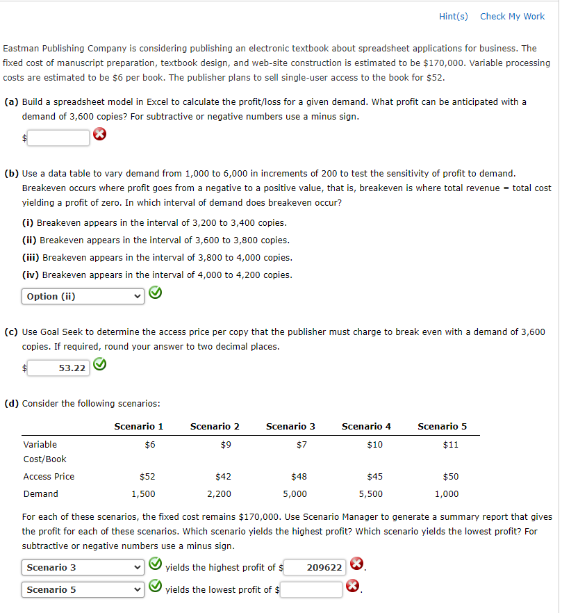 Solved (b) Use a data table to vary demand from 1,000 to | Chegg.com