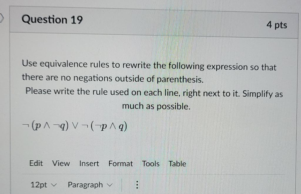 Solved Use equivalence rules to rewrite the following | Chegg.com