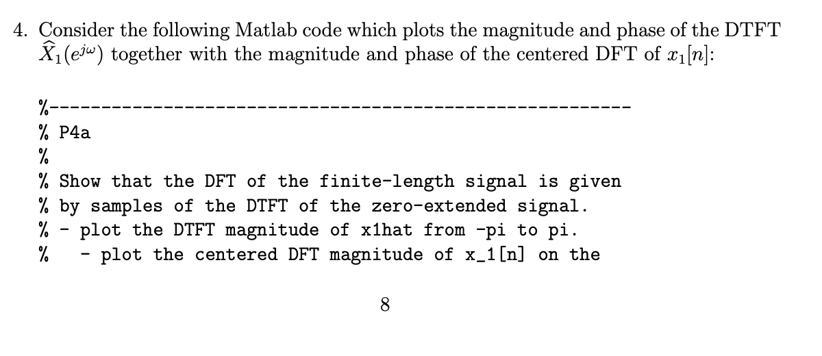 Solved 4 Consider The Following Matlab Code Which Plots The
