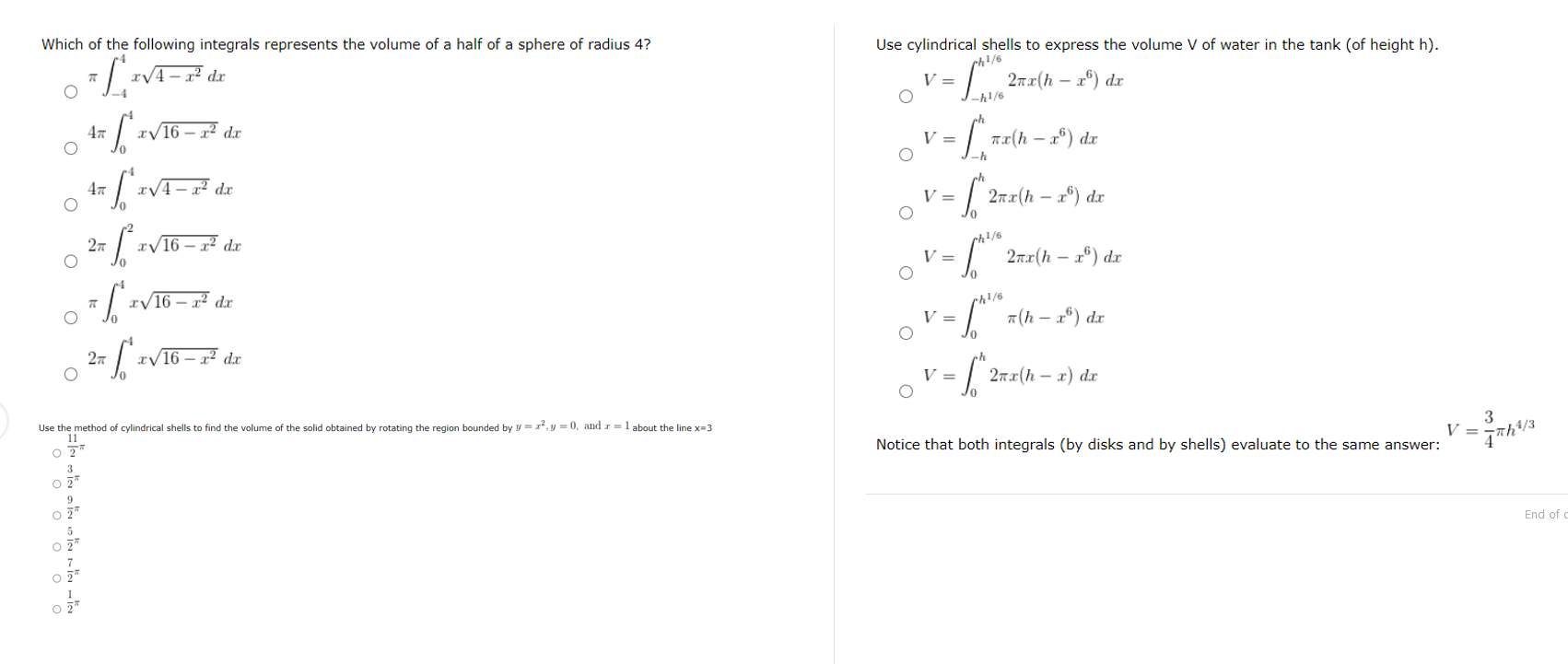 Solved Which of the following integrals represents the | Chegg.com