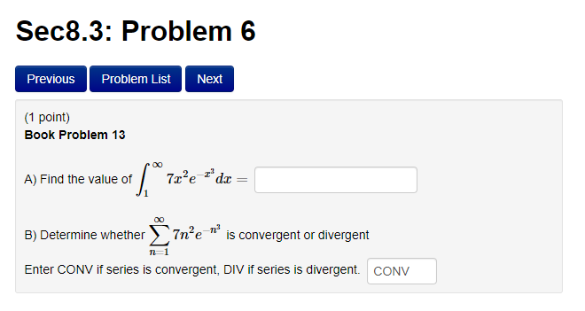 Solved Sec8.3: Problem 1 Previous Problem List Next (1 | Chegg.com