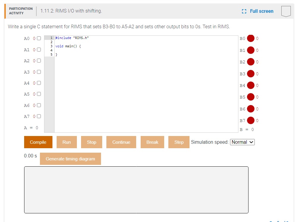 Solved Write a single C statement for RIMS that sets B3-B0 | Chegg.com